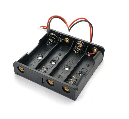 Black Plastic Storage Box Cell Holder for Battery 4 X AA Cell Box, with ...